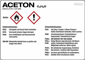 Gefahrengutkennzeichnung GHS-Gefahrstoff etiketten: Aceton HxB 74x105mm ...